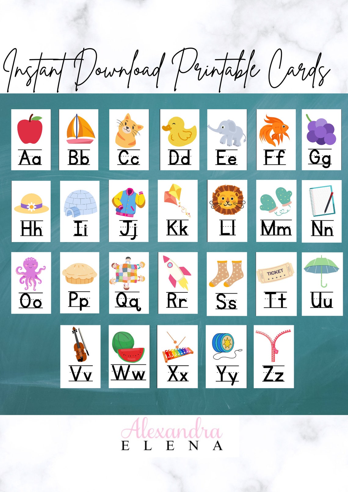 Alphabet Wall Cards ABC Picture Wall Posters for Classroom Printable - Etsy