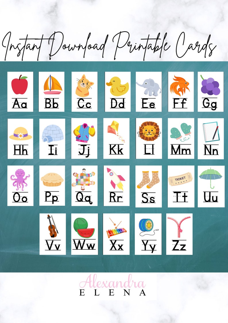 Alphabet Wall Cards ABC Picture Wall Posters for Classroom Printable ...