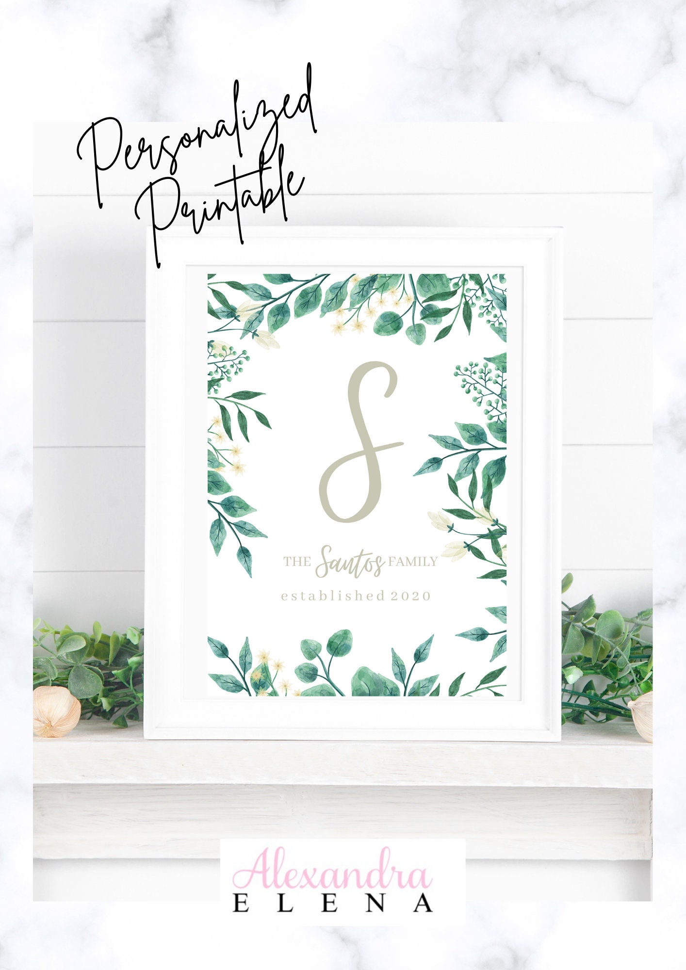 Personalized Family Name Letter Printable Download Wall Art Sign Last ...