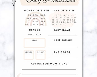 Baby Shower Game / Printable Baby Shower Game / Advice and Predictions ...