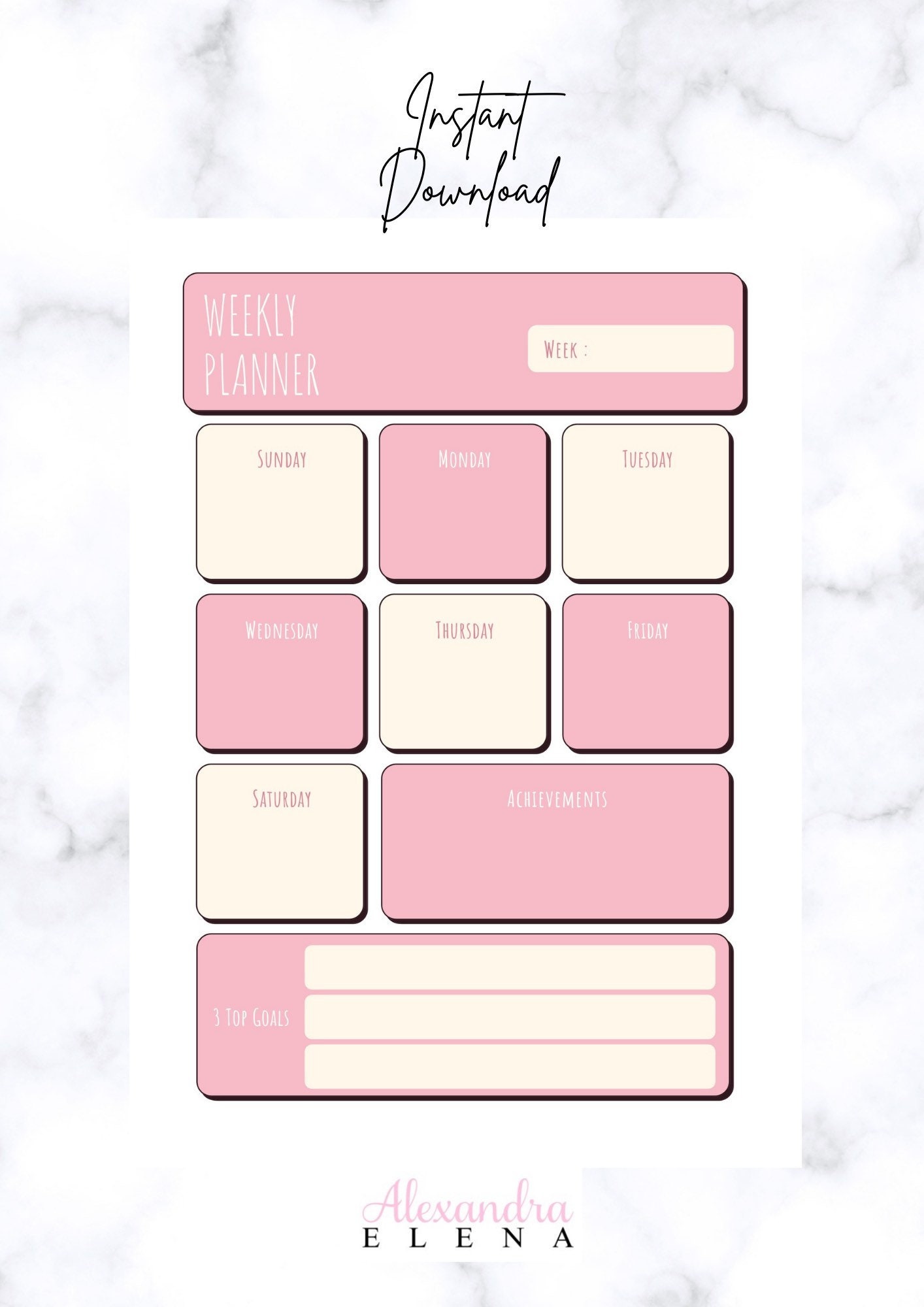 Daily and Weekly Planner / Journal Printable PDF - Etsy