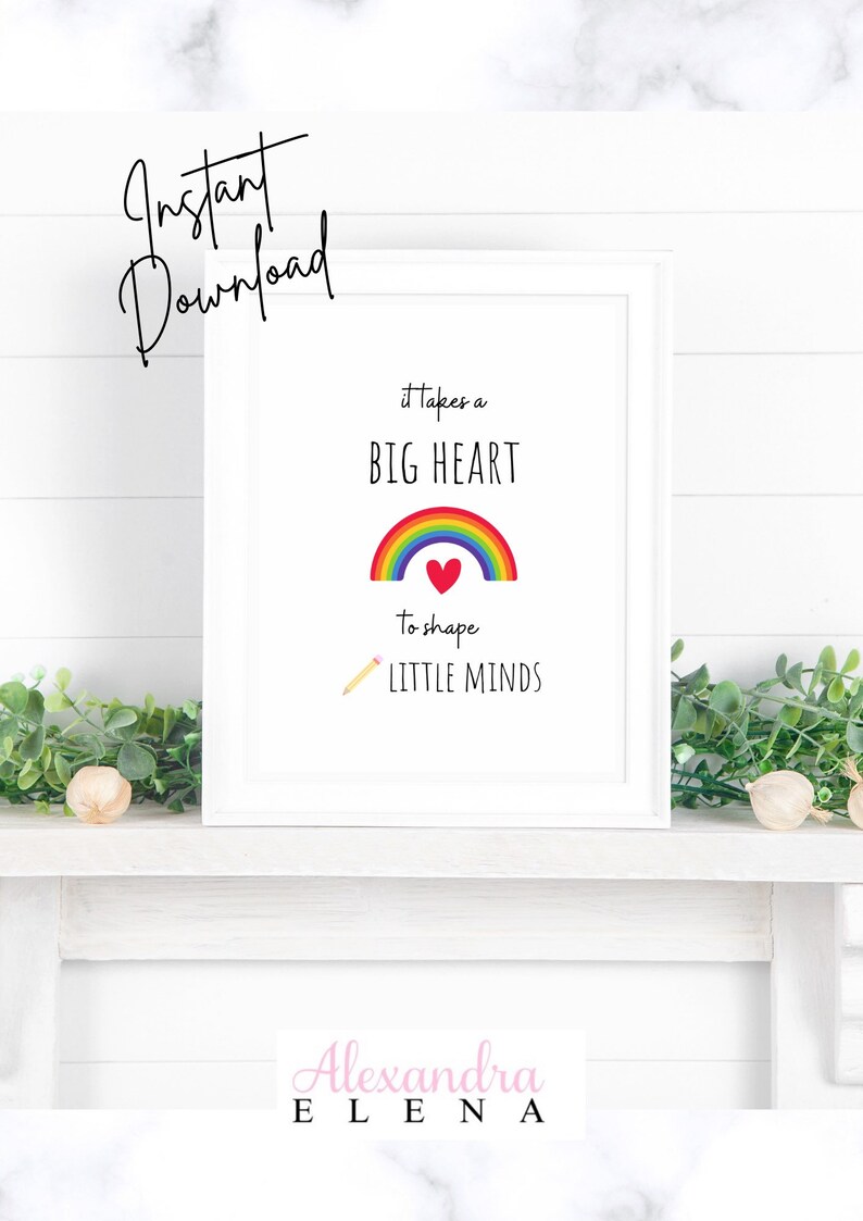 Printable Teacher Appreciation Thank You Gift It Takes a Big Heart to ...