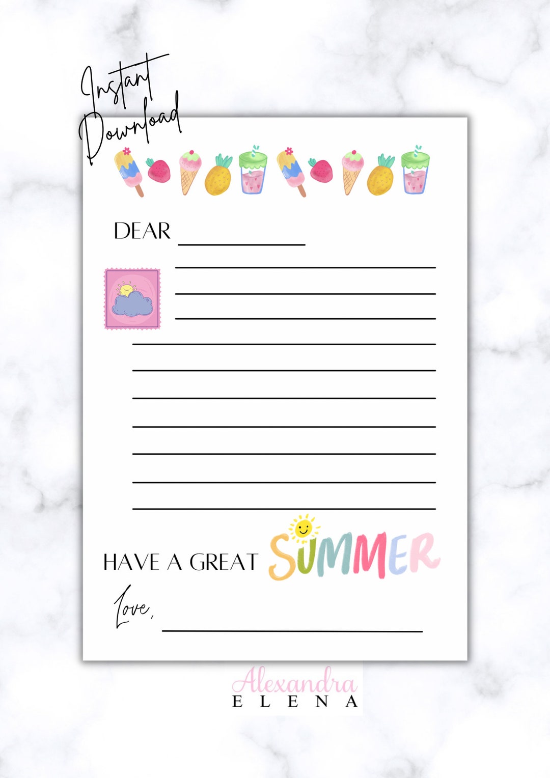 Have A Great Summer Letter Dear Student or Dear Teacher Printable Pdf ...