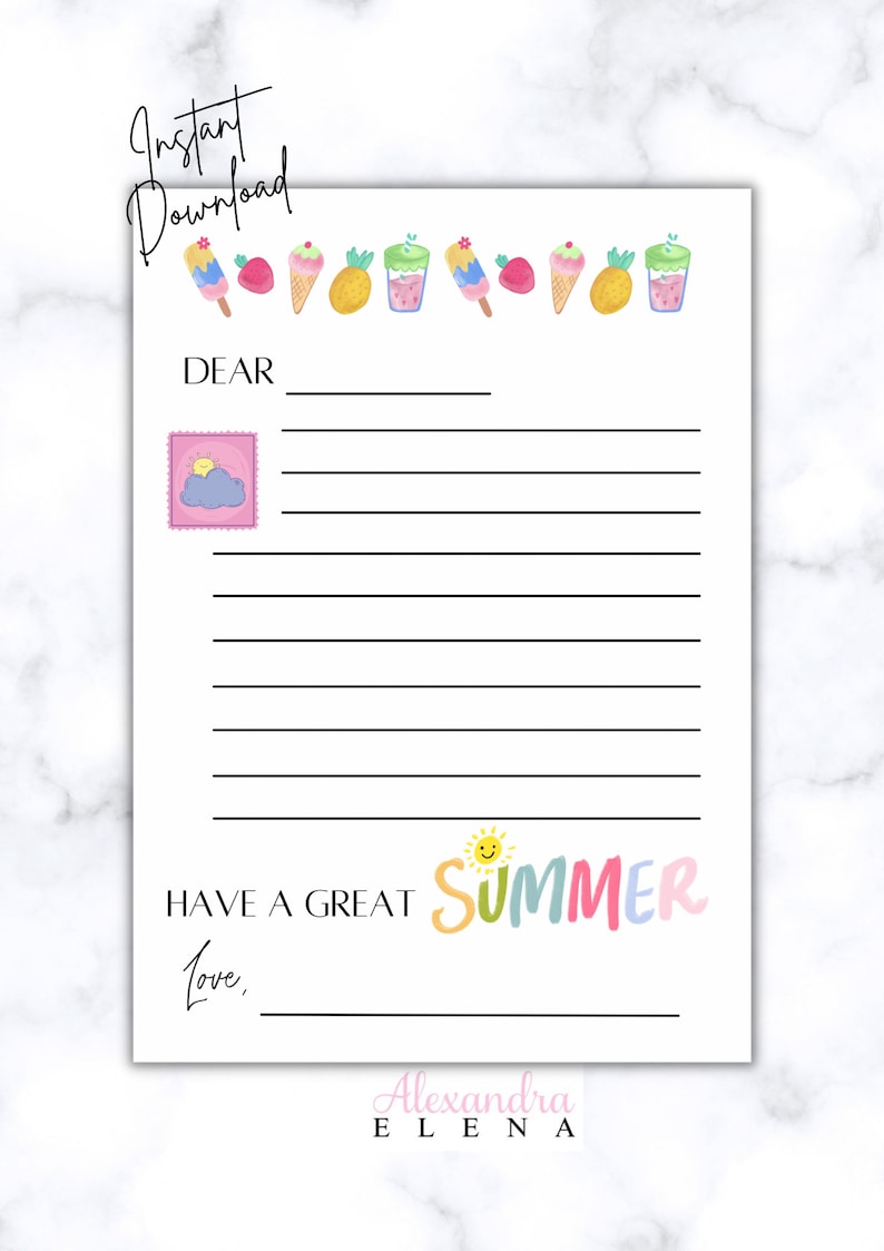 Have A Great Summer Letter Dear Student or Dear Teacher Printable Pdf ...