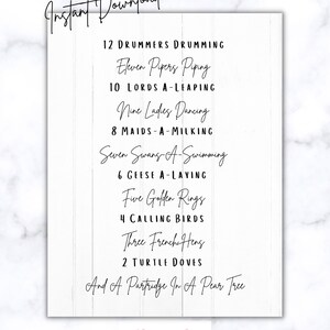 Twelve Days of Christmas Lyrics Printable Art - Etsy