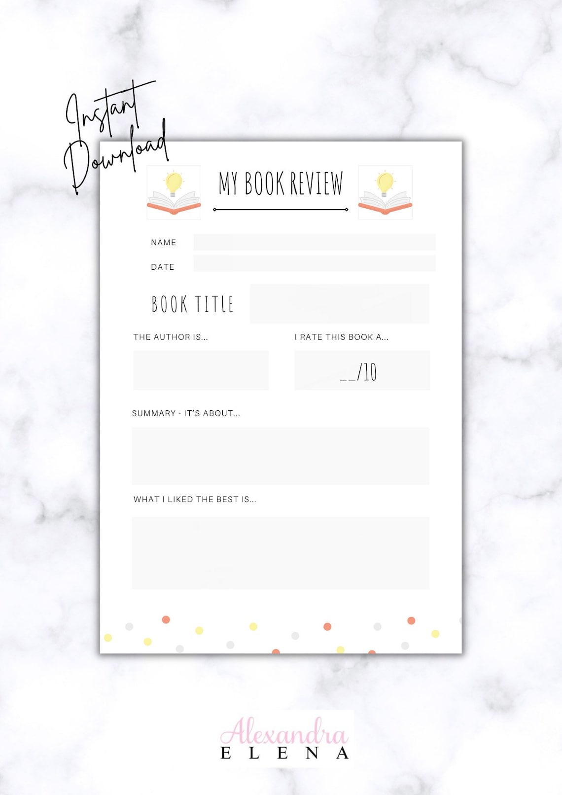 Book Review Worksheet Elementary School Reading Book Report Printable ...