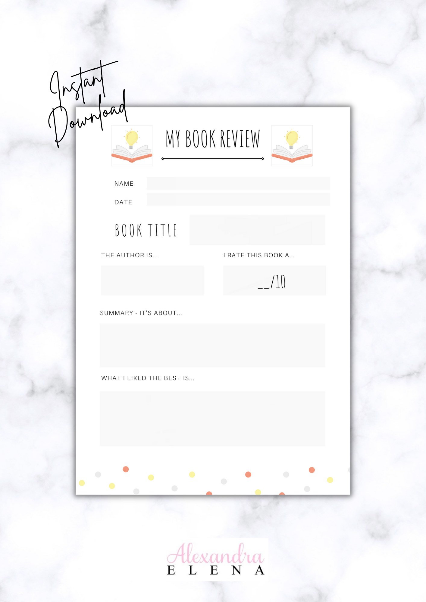 Book Review Worksheet Elementary School Reading Book Report Printable ...