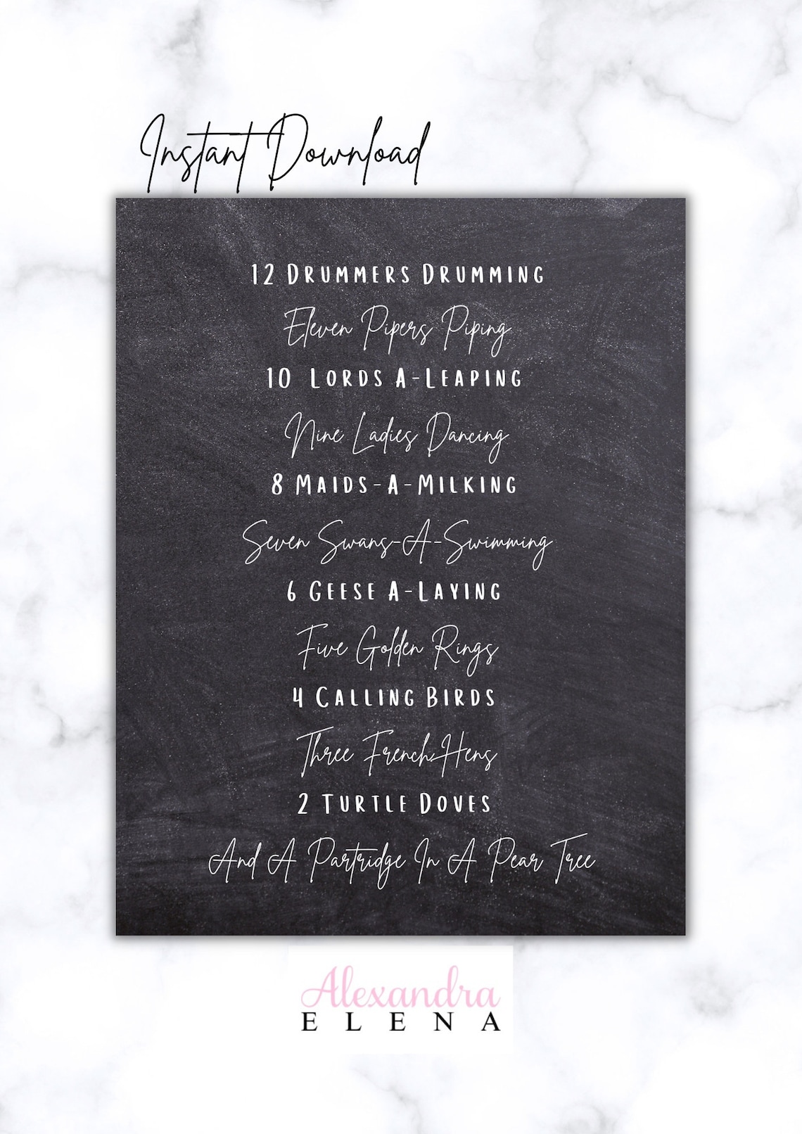 Twelve Days of Christmas Lyrics Printable Art - Etsy