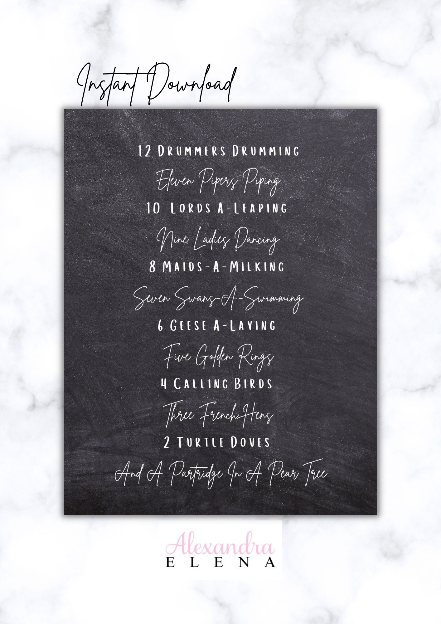 Twelve Days of Christmas Lyrics Printable Art - Etsy