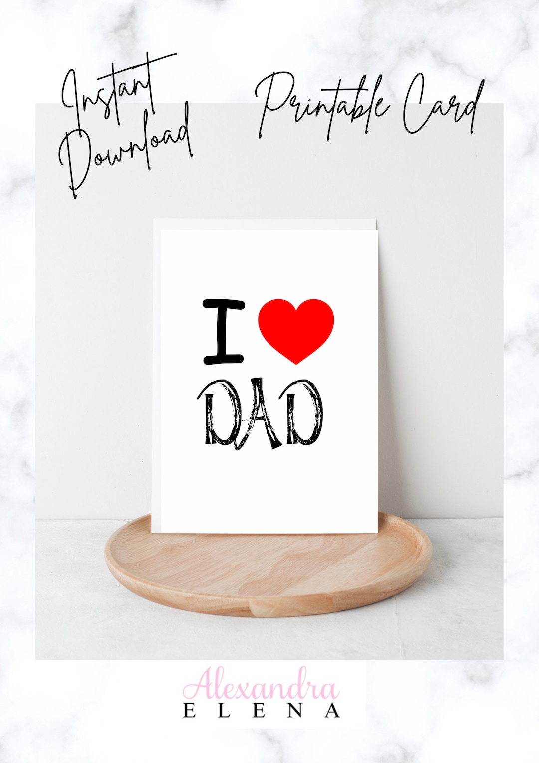 Father’s Dad I Heart Dad I Love Dad Printable Card - Etsy