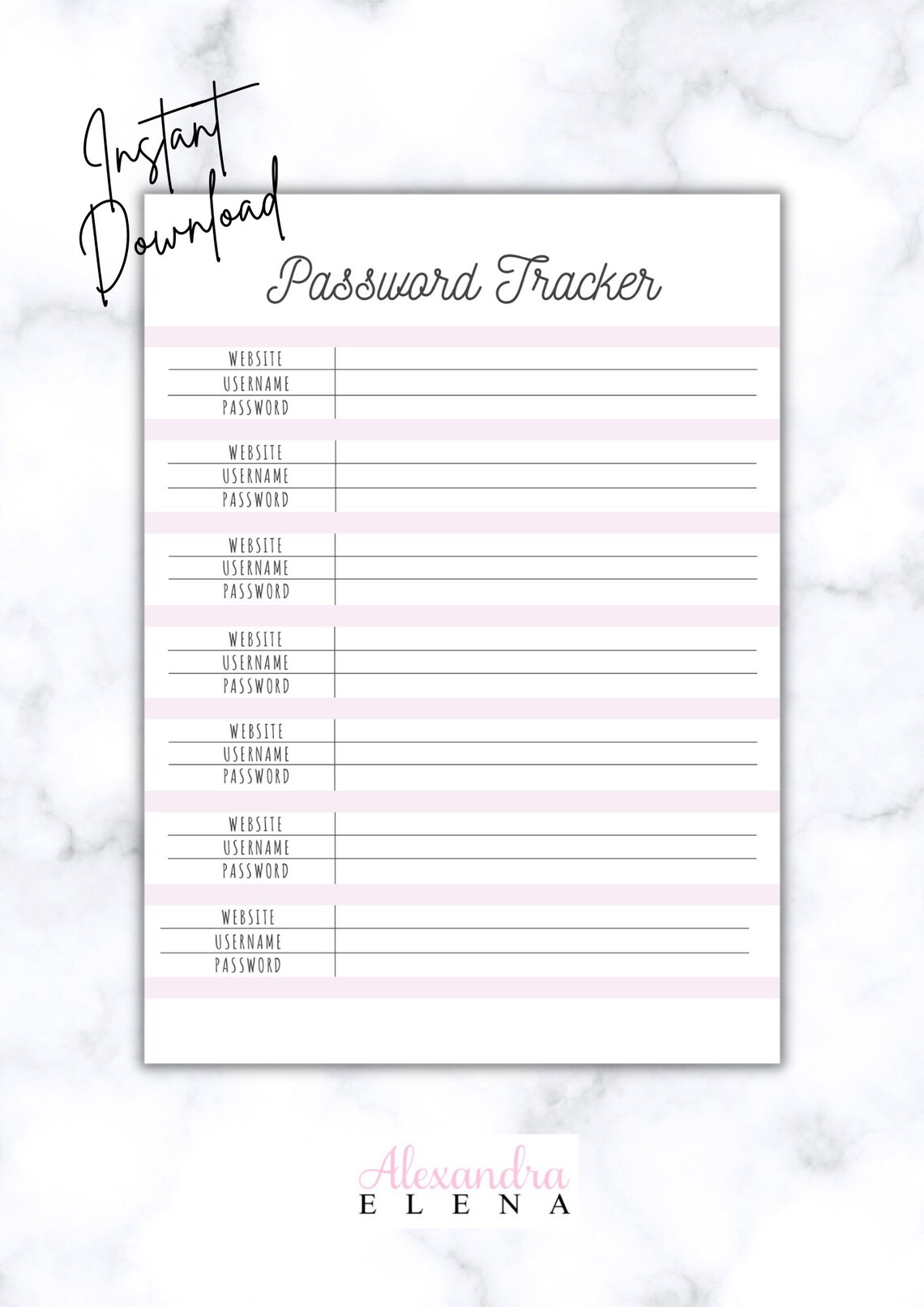 Password Tracker Printable PDF Username and Password List - Etsy