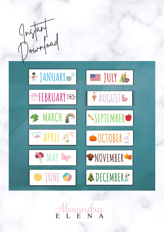 Tarjetas Didácticas Imprimibles De Los Meses Del Año Tarjetas