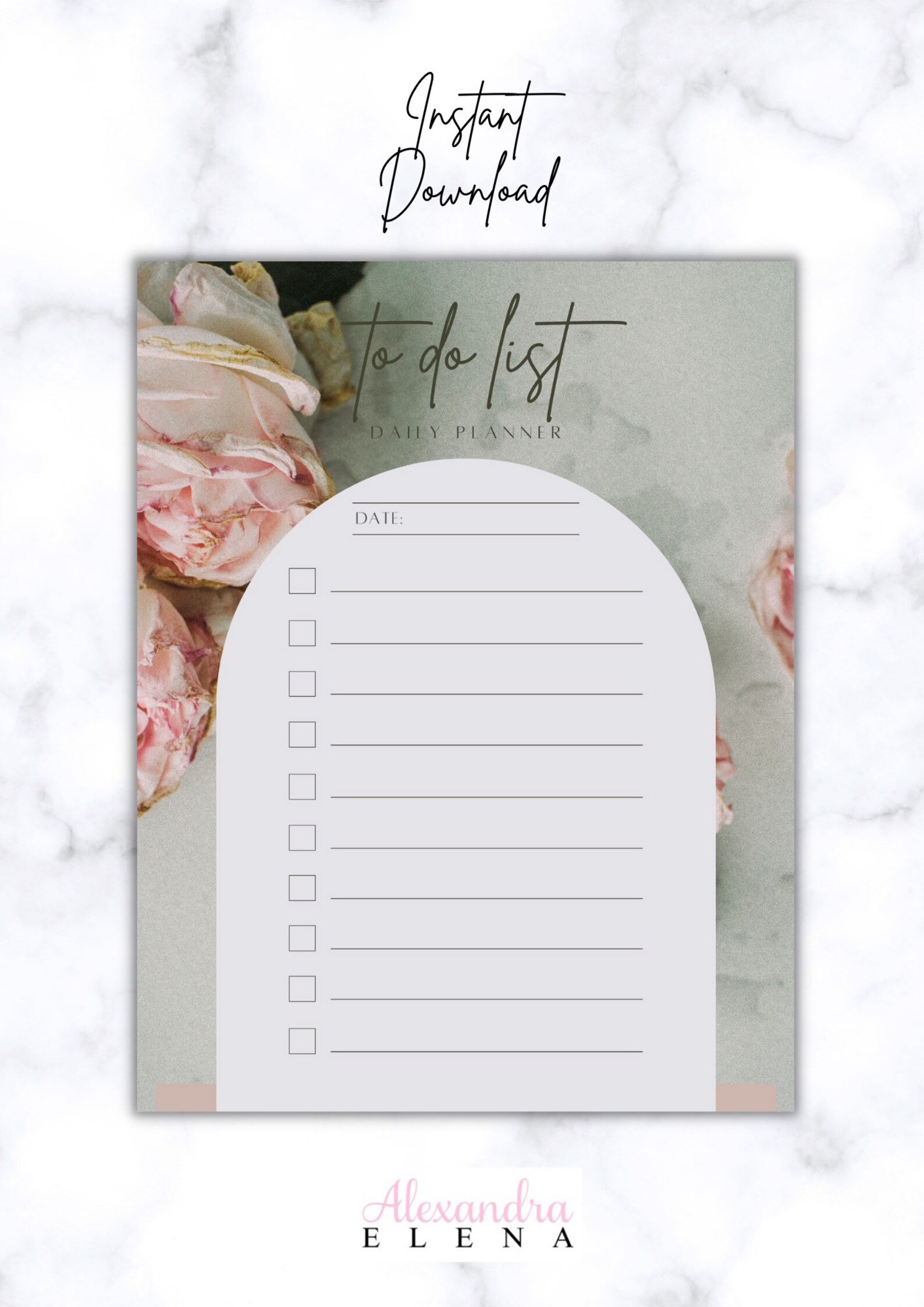 Rose Print Floral Background To-do List Daily Planner Calendar ...