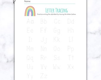 A Through Z Alphabet Handwriting Letter Tracing With Rainbow - Etsy