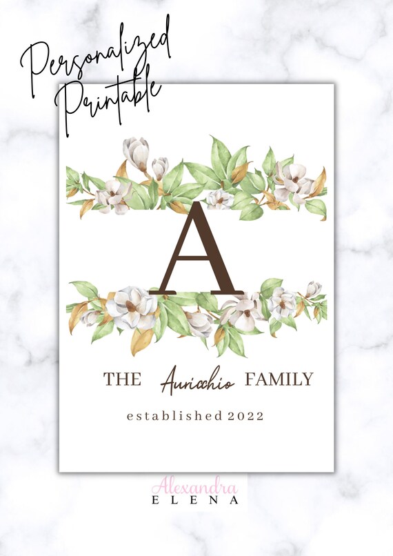 Personalized Family Name Letter Printable Download Wall Art | Etsy