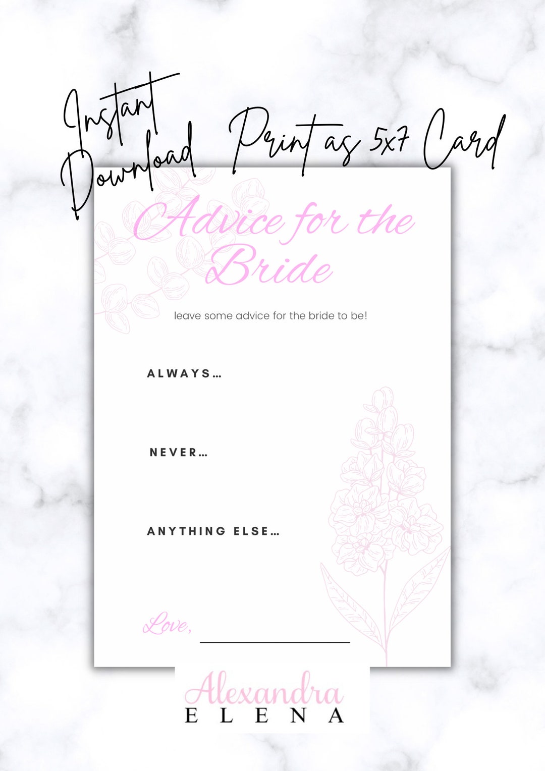 Advice for the Bride Printable Bridal Shower or Bachelorette Game - Etsy