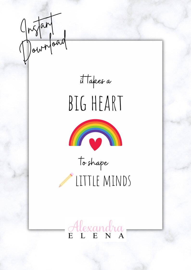 Printable Teacher Appreciation Thank You Gift It Takes a Big Heart to ...