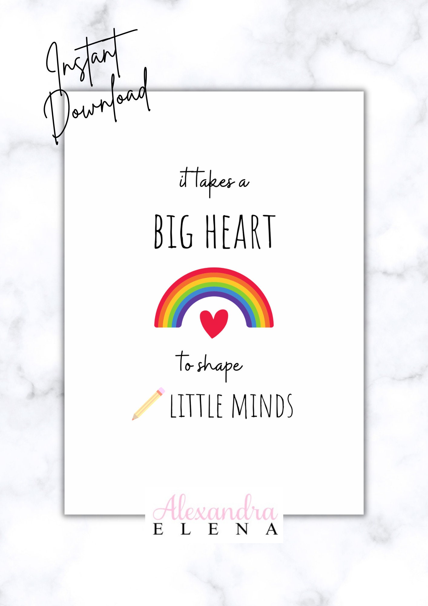 Printable Teacher Appreciation Thank You Gift It Takes a Big Heart to ...
