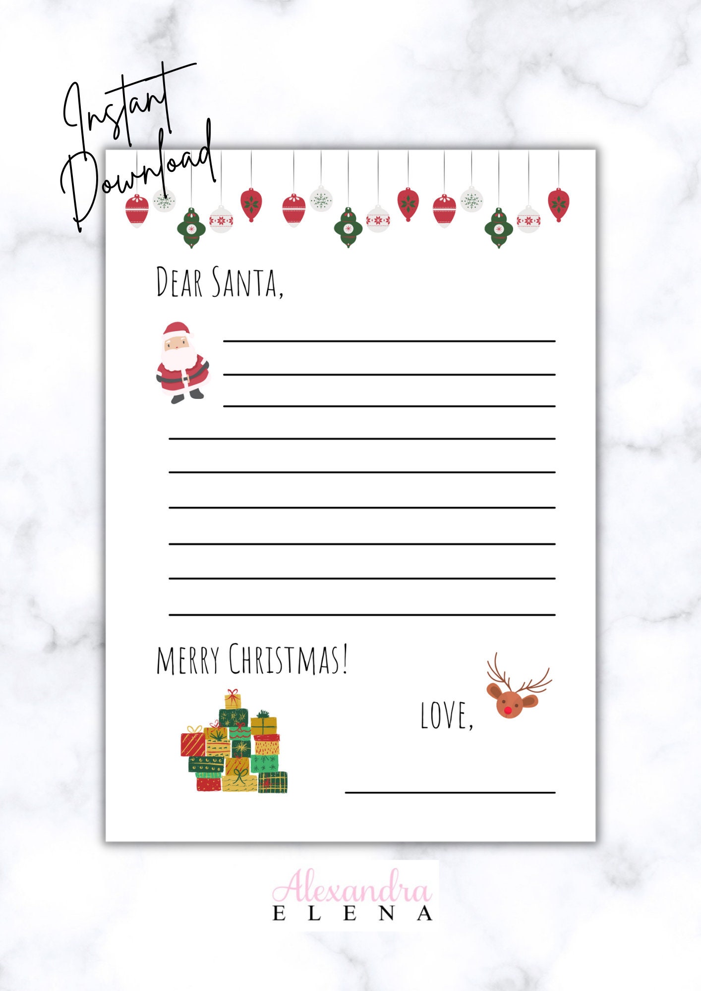 Dear Santa Christmas Letter Christmas List Christmas Kids Writing ...
