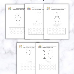 Numbers One Through Ten Tracing and Color Rainbow Numbers 1-10 Math and ...