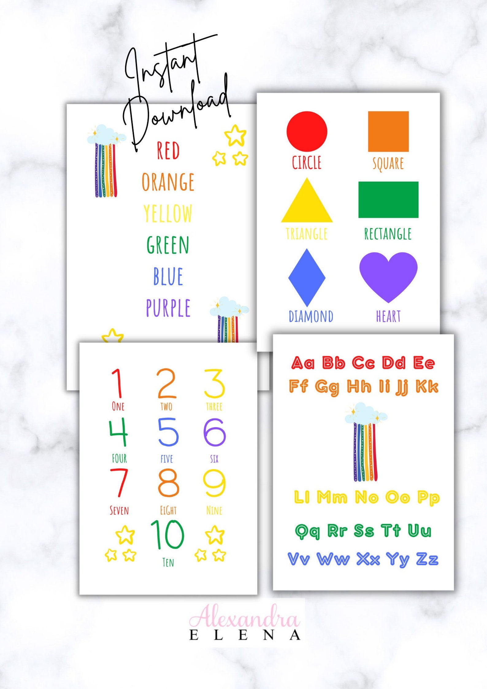 Kids Rainbow Printable Wall Art for Playroom Bedroom or Classroom With ...