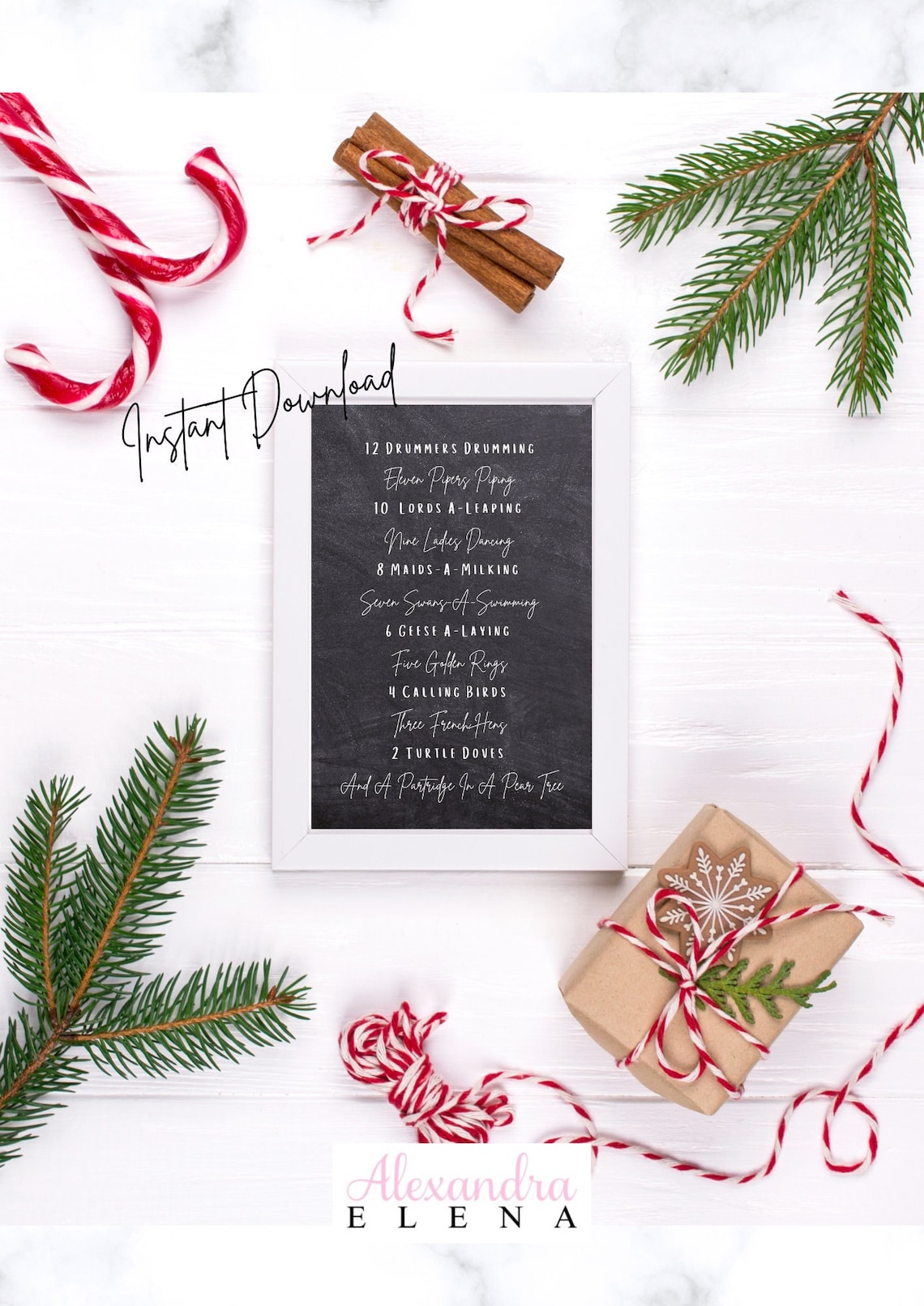 Twelve Days of Christmas Lyrics Printable Art - Etsy