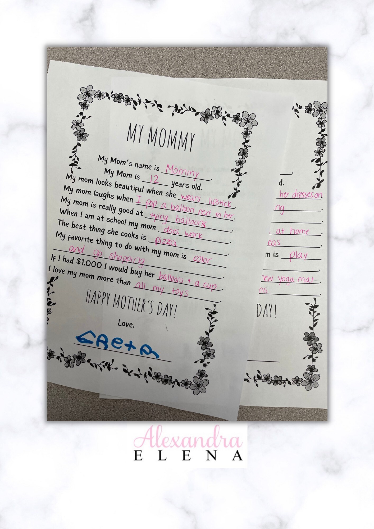 My Mommy Mother’s Day Questionnaire Printable Worksheet for Mom - Etsy