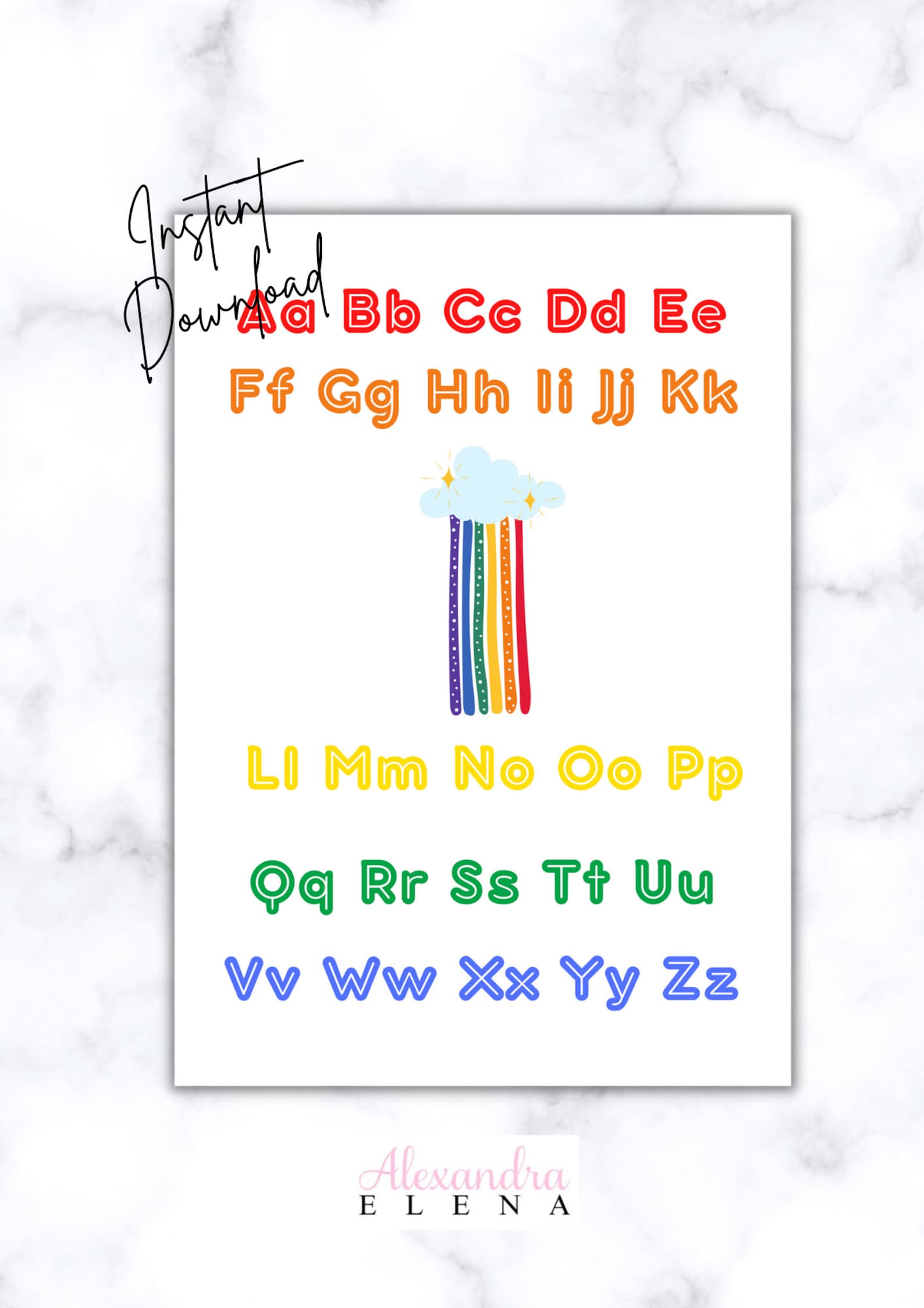 Kids Rainbow Printable Wall Art for Playroom Bedroom or Classroom With ...