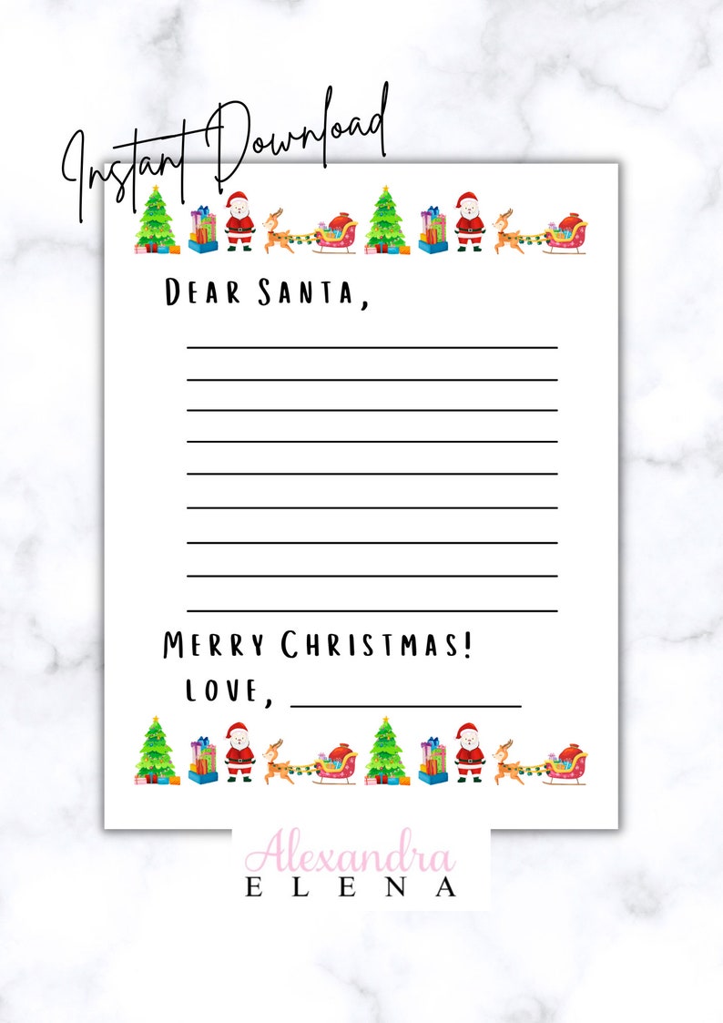Dear Santa Christmas Letter Christmas List Merry Christmas Kids Writing ...
