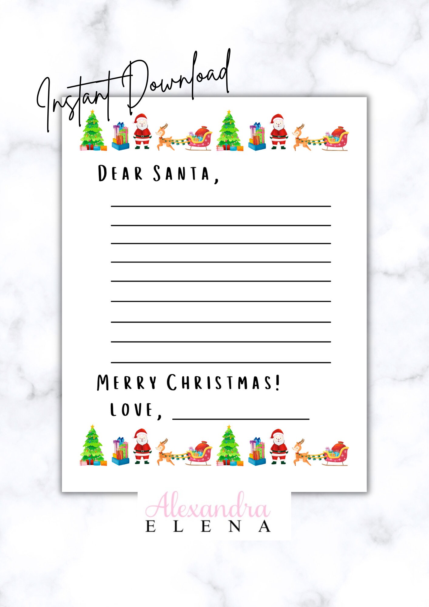 Dear Santa Christmas Letter Christmas List Merry Christmas Kids Writing ...