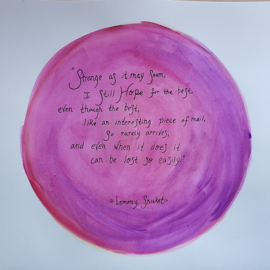 Lemony Snicket Hand Lettered Watercolor Quote Painting 12x12 - Etsy