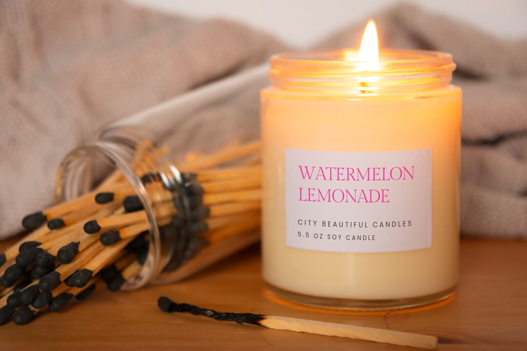 Watermelon Lemonade Handmade Soy Candle Clean Burning Candle Watermelon ...