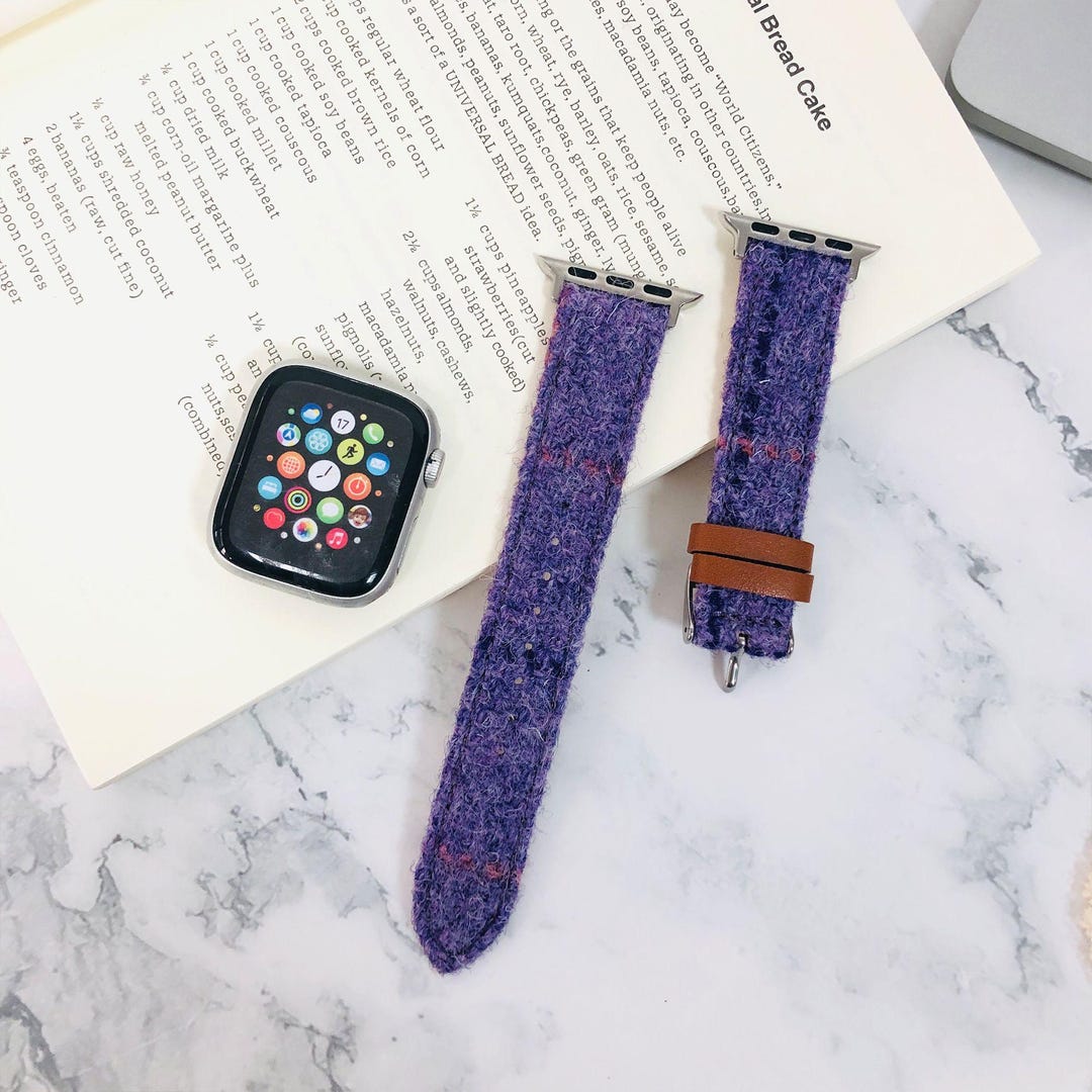 Embroidered Fabric Apple Watch Band Made From Harris Tweed Cloth for ...