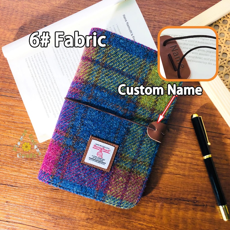 Embroidered Fabric M5 A6 A5 Notebook Made of Harris Tweed Cloth,vintage ...
