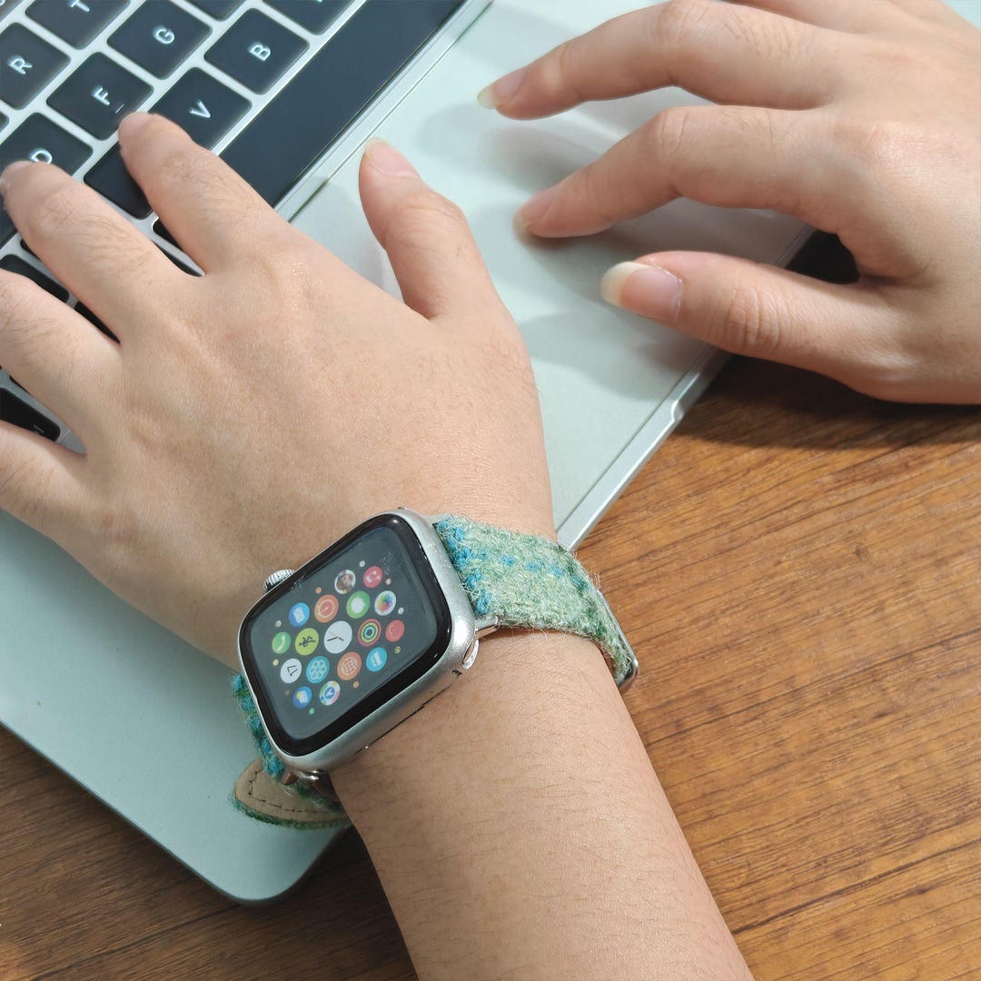Embroidered Fabric Apple Watch Band Made From Harris Tweed Cloth for ...