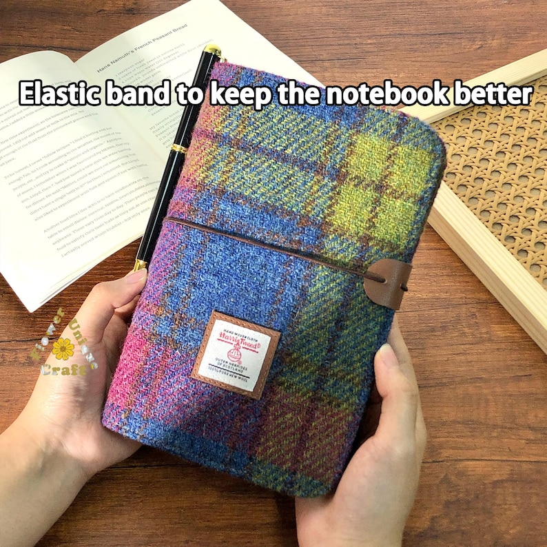 Embroidered Fabric M5 A6 A5 Notebook Made of Harris Tweed Cloth,vintage ...