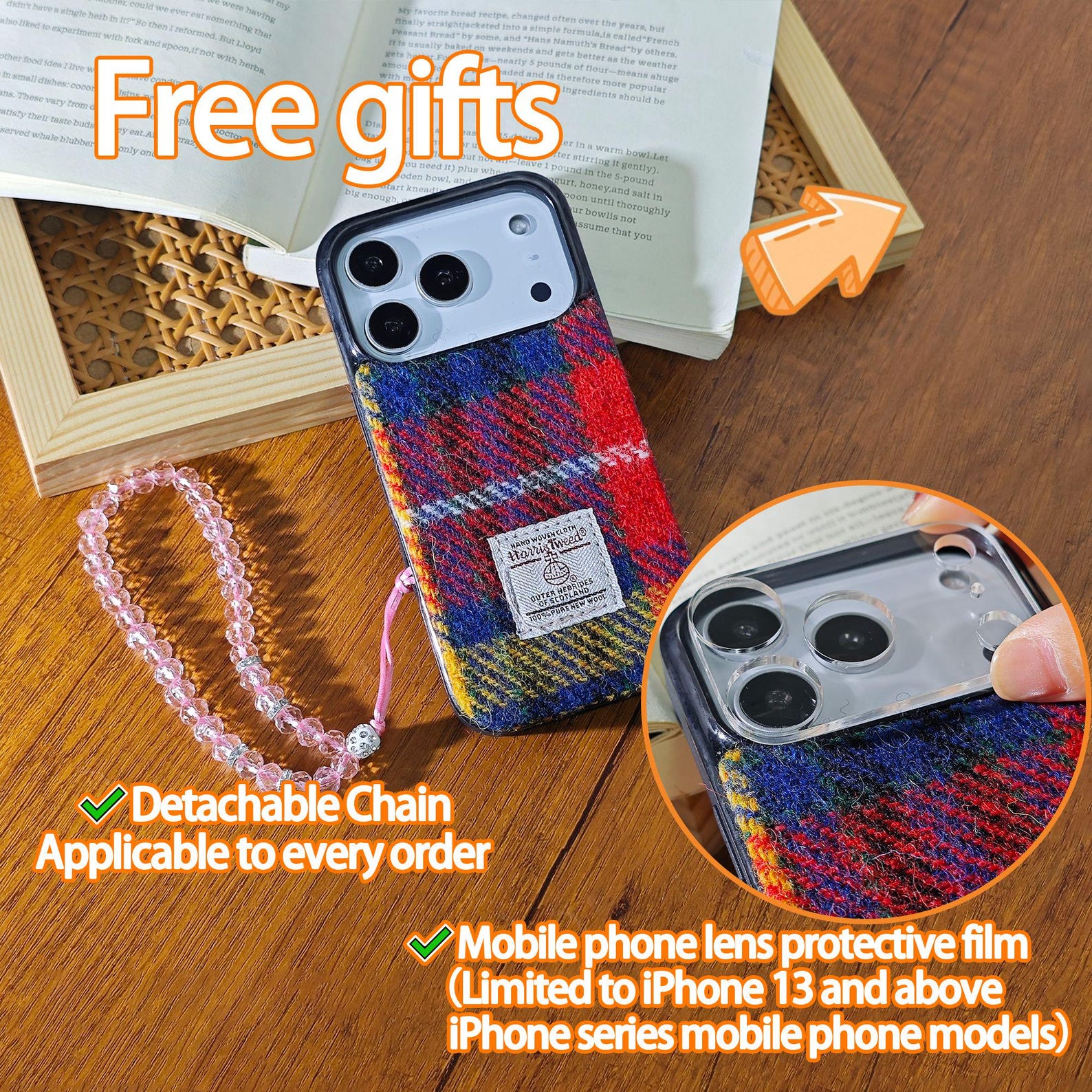 Embroidered Fabric Phone Case Made From Harris Tweed Cloth for iPhone ...