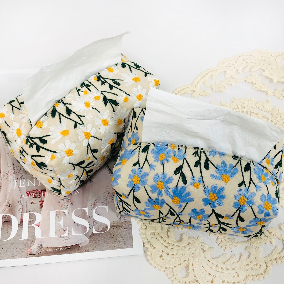 7 Style Different of Daisy Fabric Square Tissue Cover Box With Cotton ...