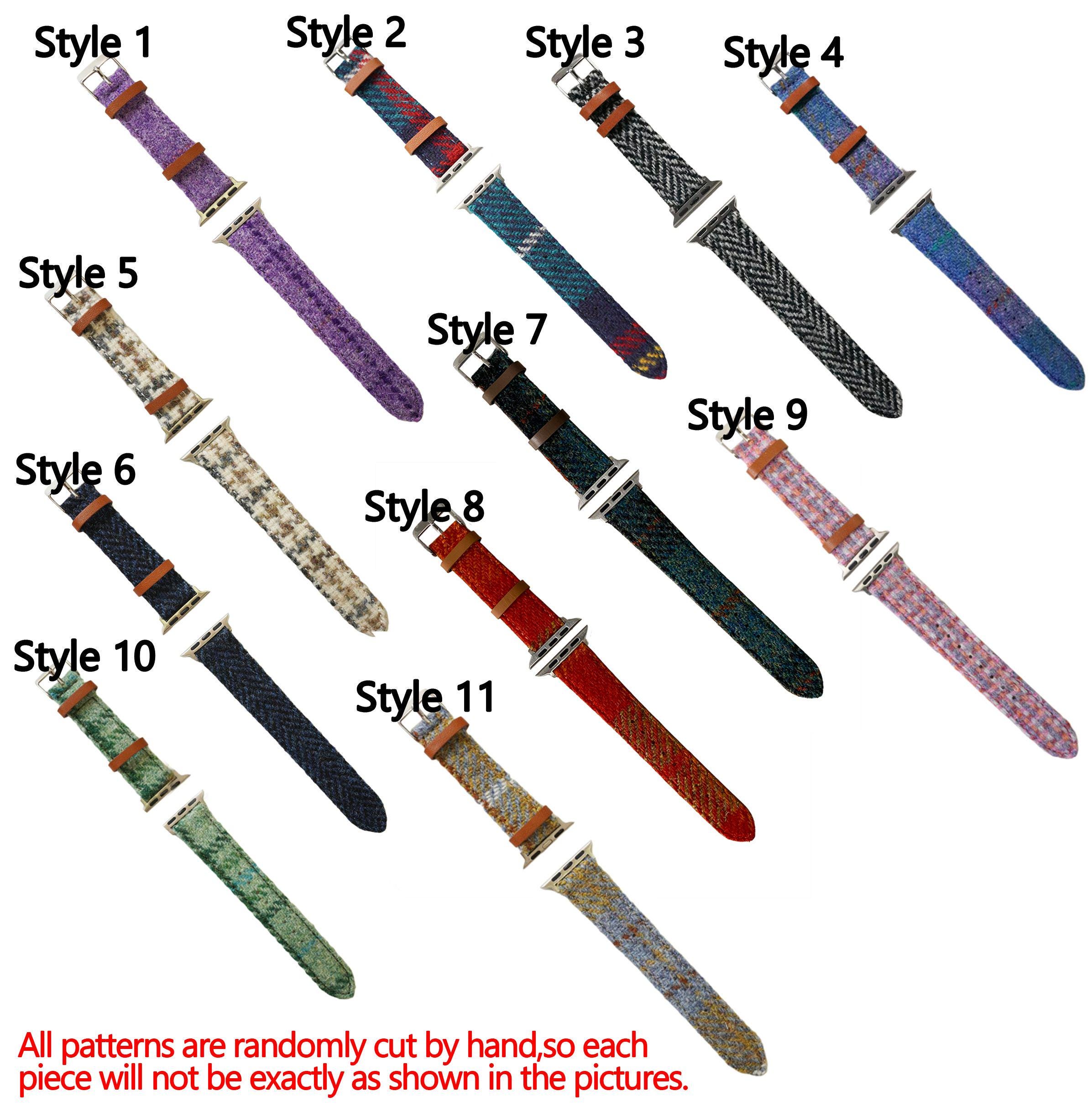 Embroidered Fabric Apple Watch Band Made From Harris Tweed Cloth for ...