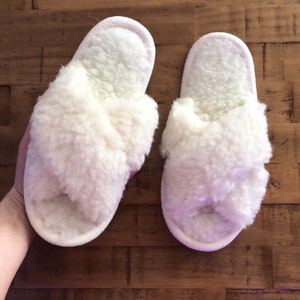 Merino Wool Vanilla Crossover Spa Slippers. - Etsy