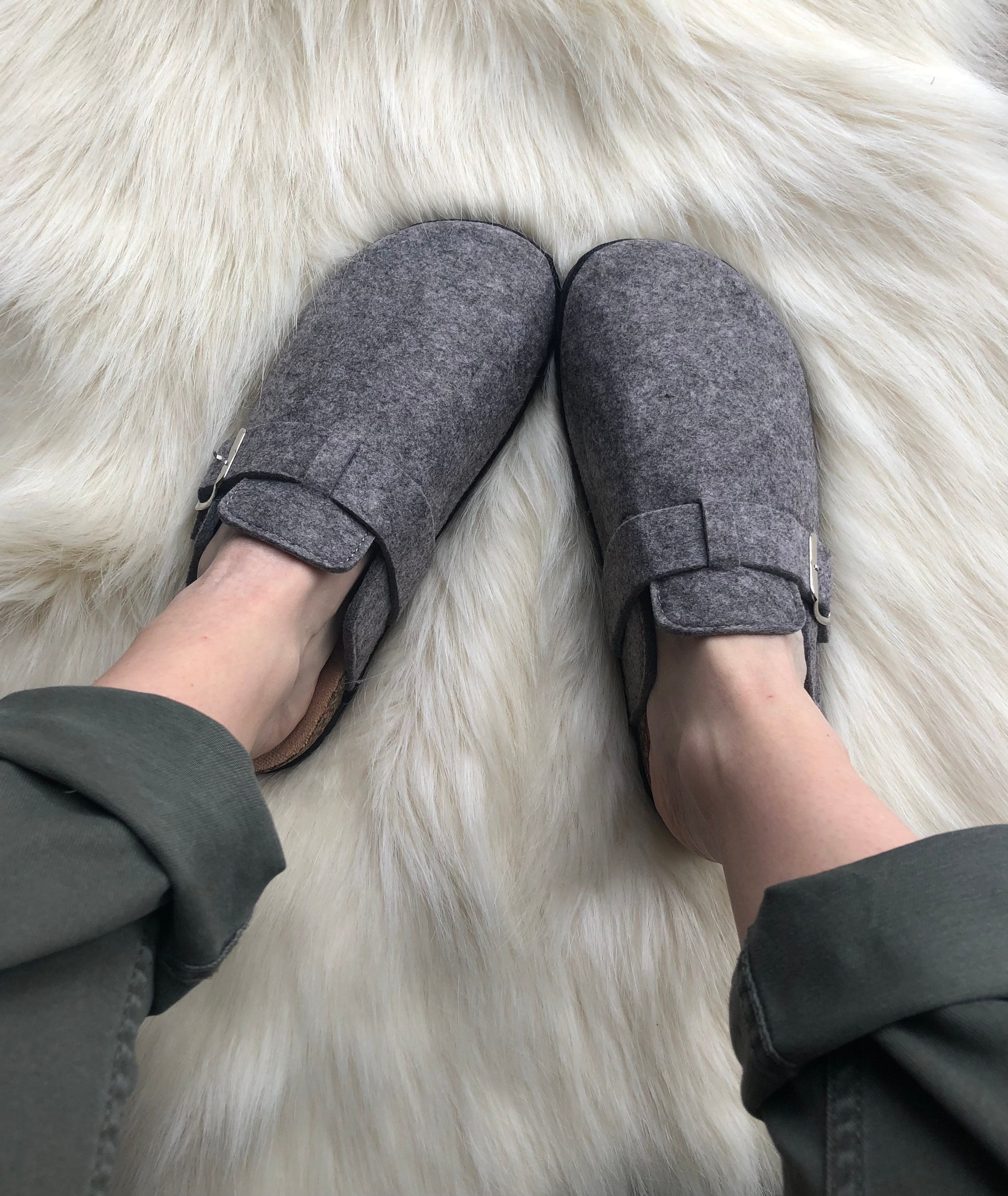 Wool Cork Clogs in Grey / Felt Clog Sandals. - Etsy UK