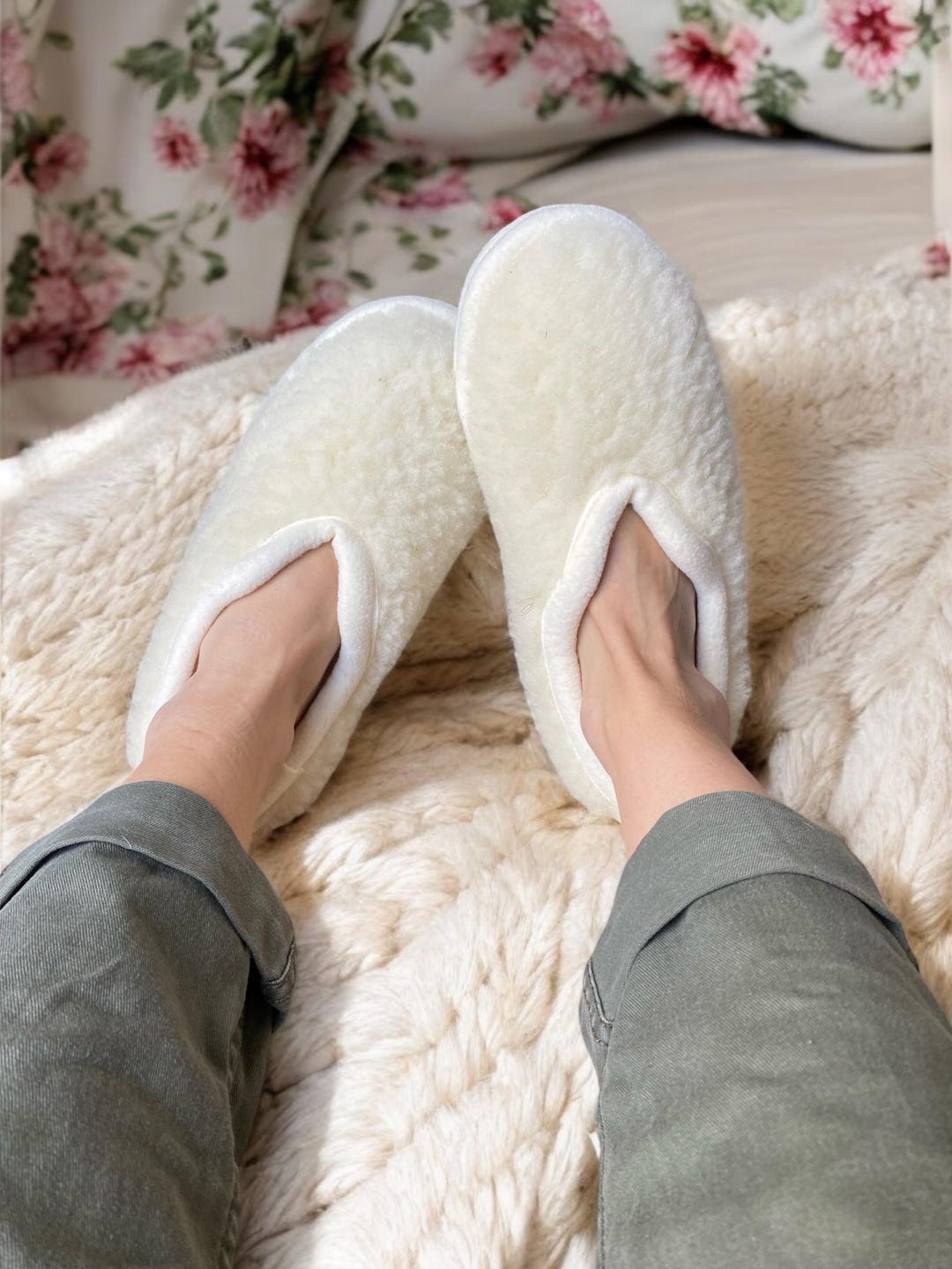 Pure Wool Vanilla Slippers / Merino Booties. - Etsy UK