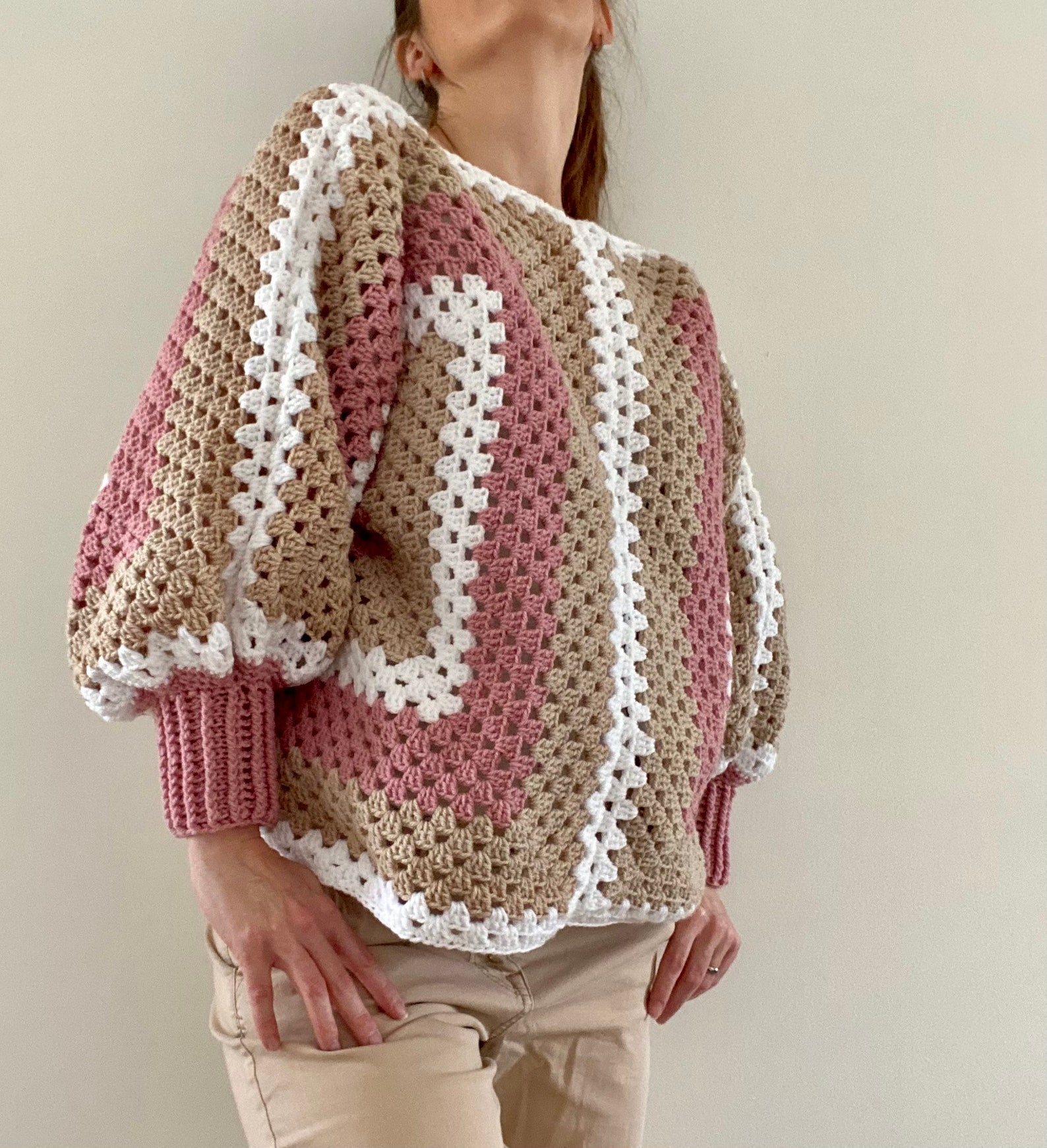 Crochet Boho Jumper / Granny Square Sweater. - Etsy UK