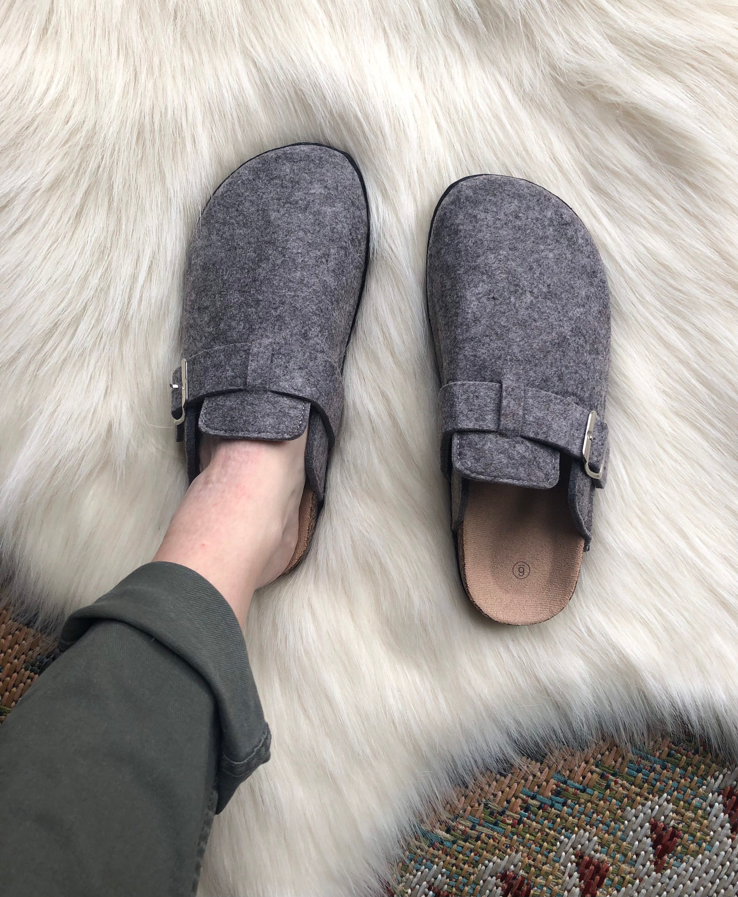 Wool Cork Clogs in Grey / Felt Clog Sandals. - Etsy UK