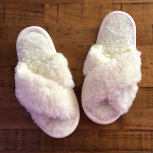 Merino Wool Vanilla Crossover Spa Slippers. - Etsy