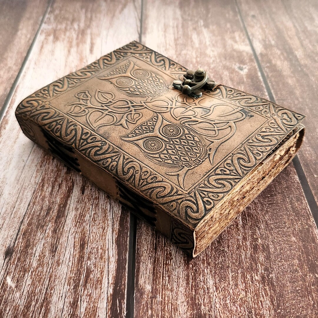 Owl Embossed Leather Journal, Leather Dairy, Notebook, Sketchbook ...