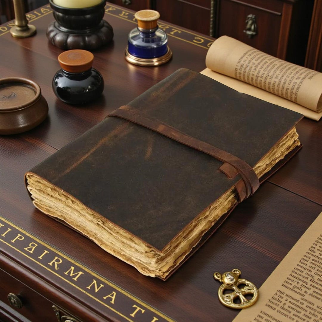 Handmade Leather Journal | Vintage Look, Deckle Edge, Recycled Paper - Etsy