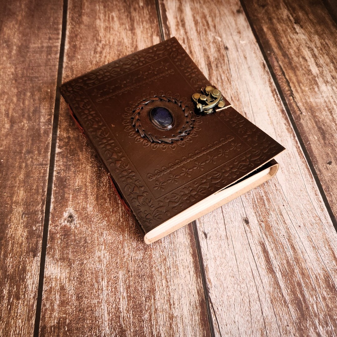 Leather Journal Embossed With Blue Stone Notebook, Wedding Gift ...
