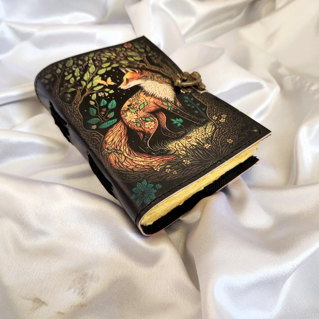 Fox Printed Leather Journal, Writing Notebook, Dream Diary, Wedding ...