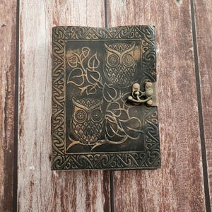 Owl Embossed Leather Journal, Leather Dairy, Notebook, Sketchbook ...